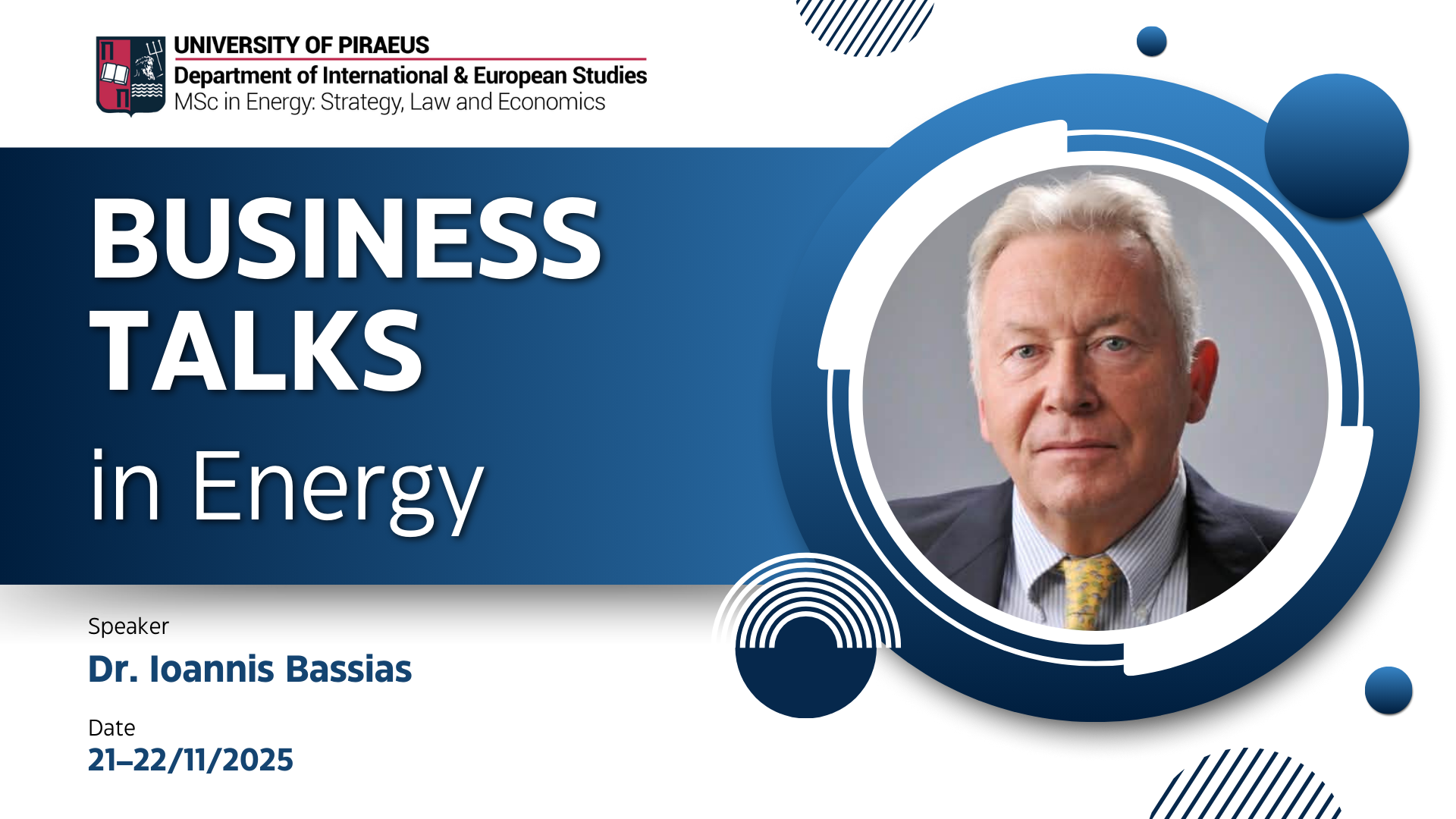 Press Release: Business & Expert Talks in Energy – Energy Des-Unipi
